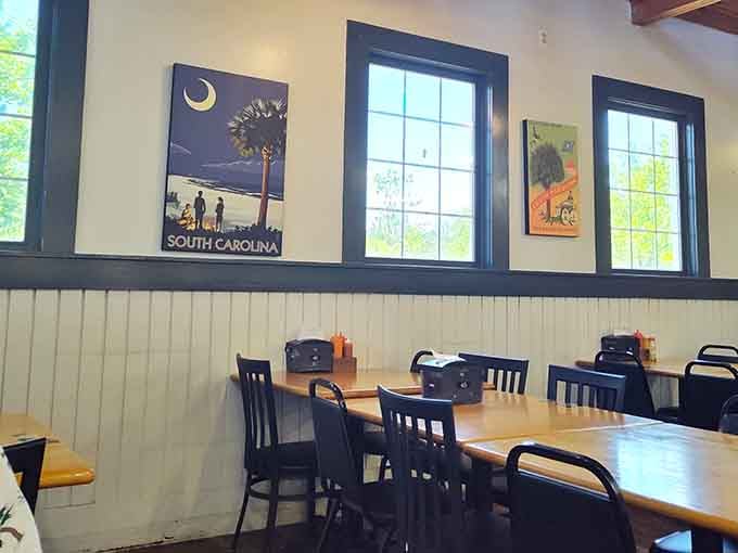 South Carolina pride on the wall reminds you exactly where great barbecue calls home sweet home.