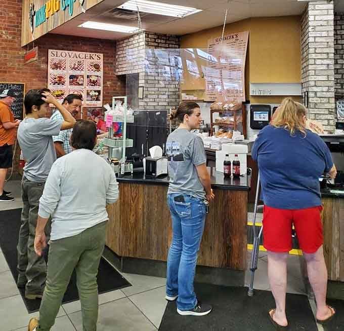 The bustling counter where kolache dreams come true and willpower goes to die, happily and without regret.