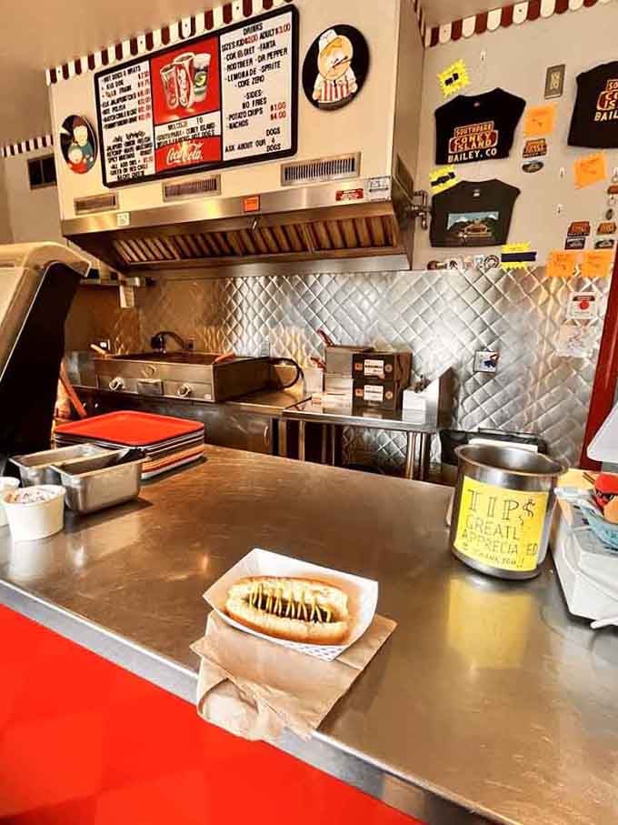 Behind every great hot dog is a gleaming kitchen where the magic happens, one perfectly grilled frank at a time.