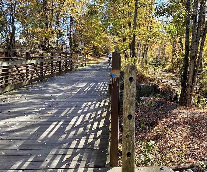 Wooden bridges add character to any trail, plus that satisfying hollow sound when you walk across them.