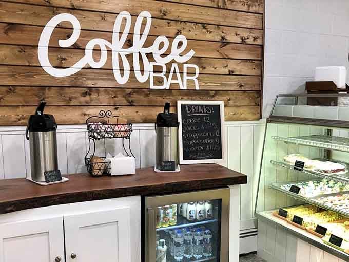 A coffee bar that knows its role: support the pastries, caffeinate the people, make mornings bearable.