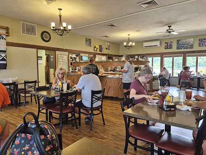 Busy dining room filled with happy customers who've clearly discovered something special worth driving out of their way for.