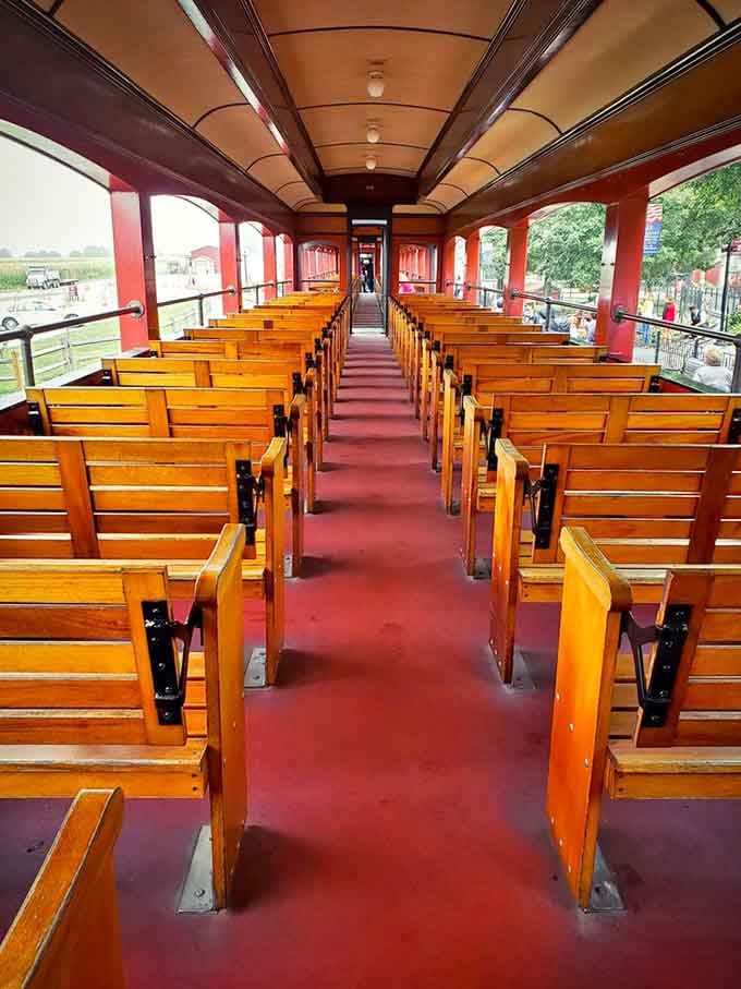 Open-air seating lets you feel the breeze and hear every glorious chug of the locomotive ahead.