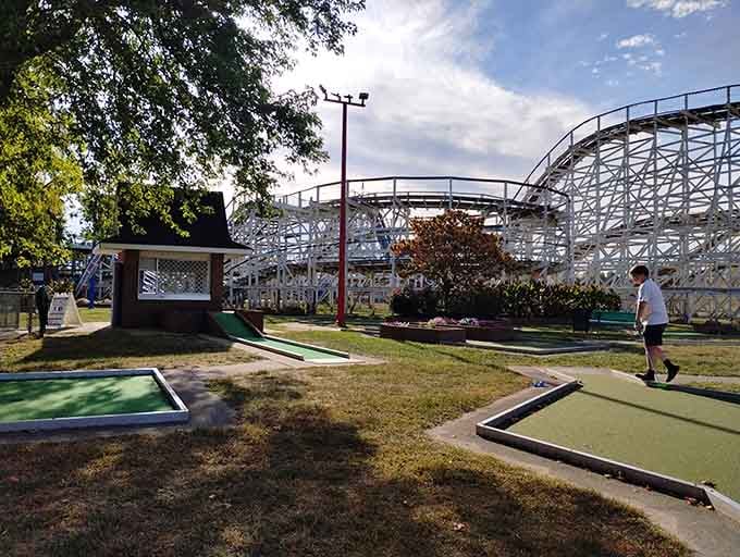 Mini golf adds another layer of fun to your visit, because apparently roller coasters weren't enough entertainment already.