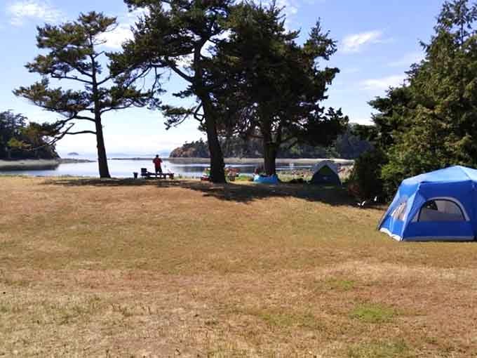 Pitch your tent on grass overlooking the bay, where roughing it feels surprisingly civilized with views like these.