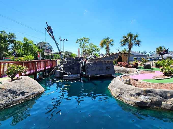Miniature golf with a shipwreck theme, because regular putting is apparently too boring for beach towns these days.