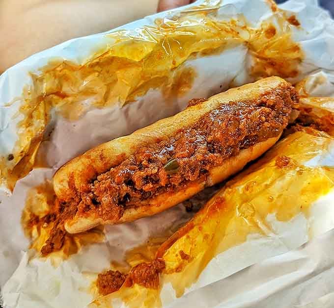 Chili and cheese transform a simple hot dog into something that requires extra napkins and zero regrets about your life choices.