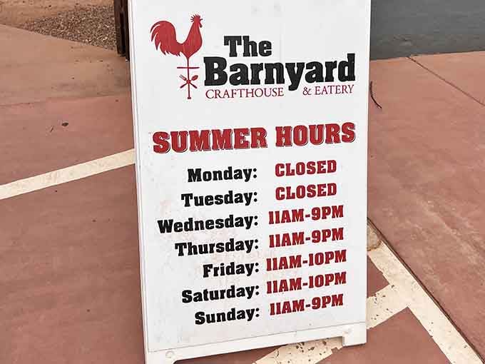 The rooster logo and clear hours posted outside show this place takes hospitality as seriously as cooking.
