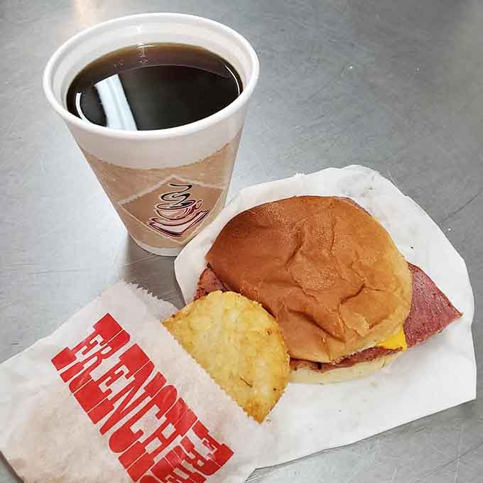 The breakfast sandwich that proves you can have protein with your donut run and feel slightly virtuous.