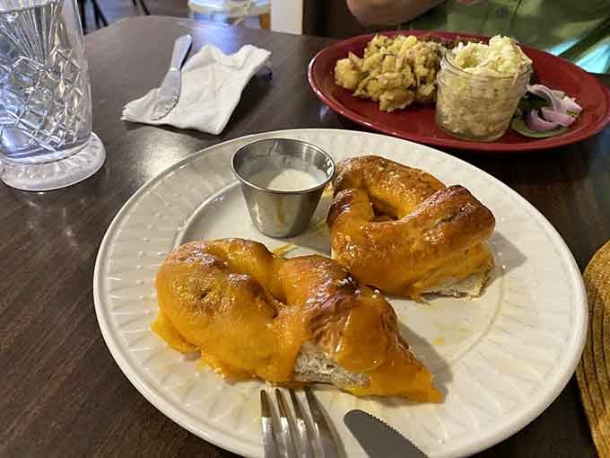 These golden Bavarian pretzels with dipping sauce are the kind of appetizer that makes you reconsider your entire main course order.