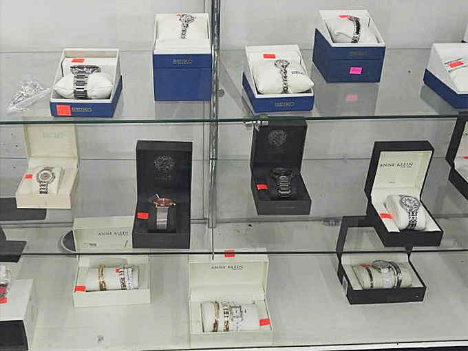 Watches displayed behind glass like jewelry store merchandise, except your wallet won't need therapy after purchasing one.