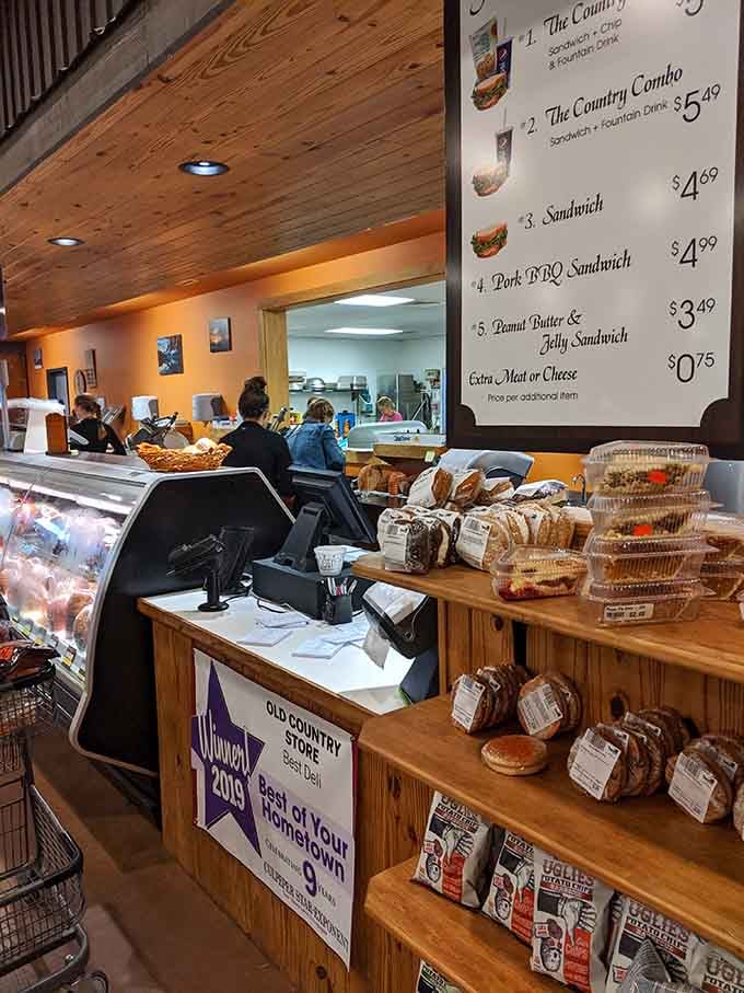 The order counter where magic happens, complete with fresh-baked goods and a "Best of Your Hometown" award they've earned honestly.
