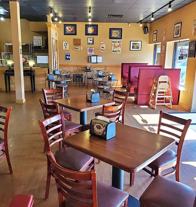 Cozy dining space with vintage touches invites you to settle in and savor every moment.