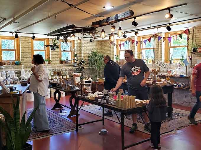 Shoppers browsing handmade goods under those soaring ceilings and original wooden beams that Instagram dreams are made of.