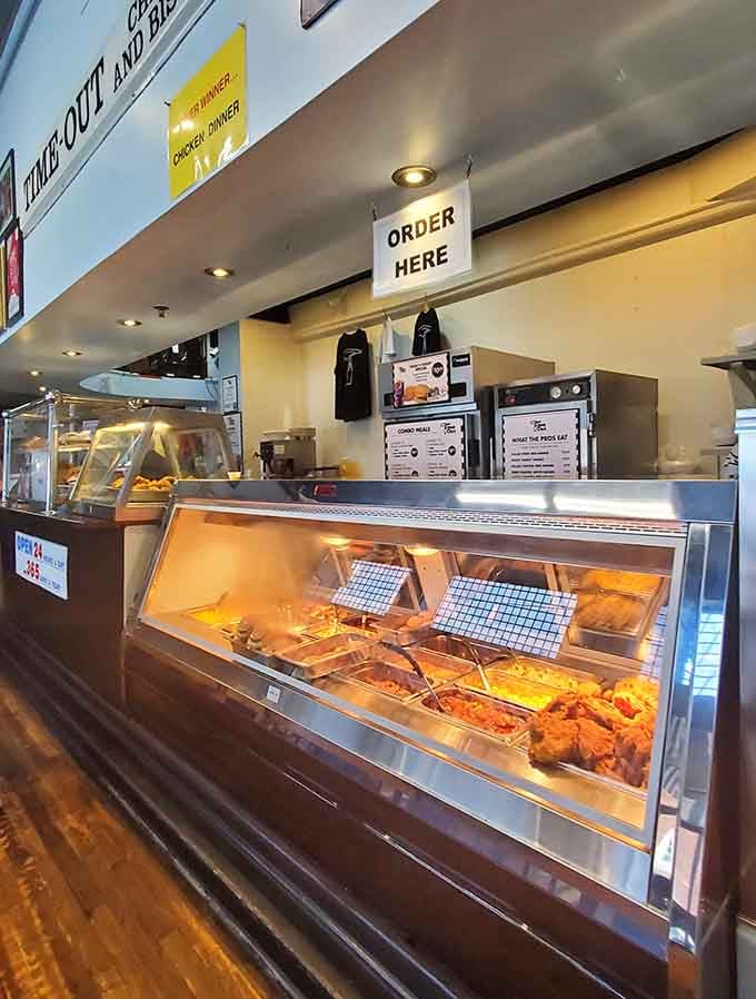 The counter where dreams come true and fried chicken waits patiently under heat lamps for its forever home.