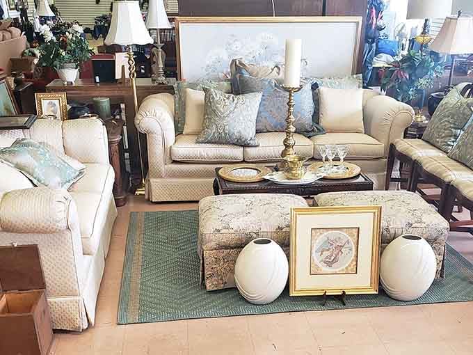 This living room set looks ready to host your next gathering without requiring a second mortgage payment.