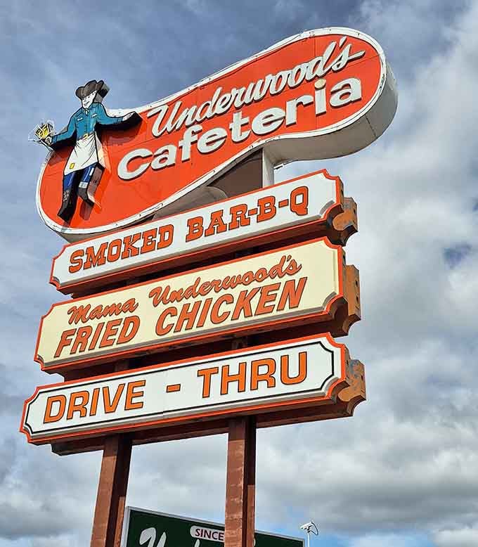 That vintage sign with the cowgirl has been guiding hungry travelers to comfort food paradise for decades now.
