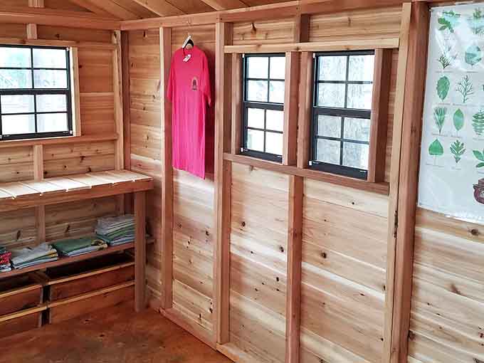 The cozy gift shop offers a perfect spot to browse before or after your forest adventure.