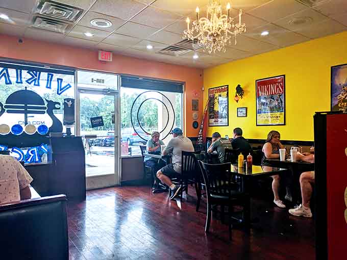 The casual dining room fills with locals who know that great food doesn't require fancy surroundings.