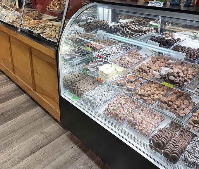 The pastry case displays an embarrassment of chocolate riches that'll test your willpower beyond reasonable limits.