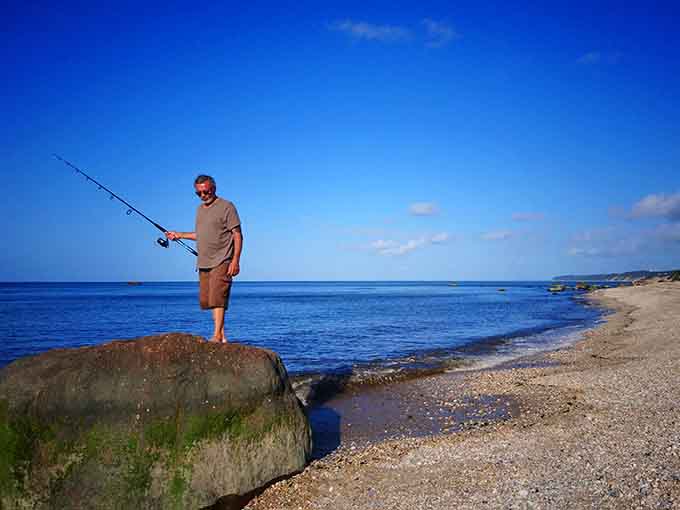 Fishing from these rocks combines meditation with the eternal hope that this cast will finally be the one.