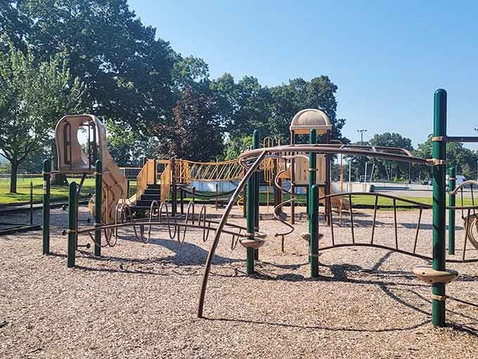 Leland Park's playground equipment means the kids stay entertained while you admire the scenery guilt-free, everyone wins.