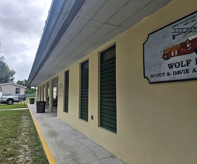 The Scout building stands ready to host community gatherings, because even hidden gems need practical facilities occasionally.