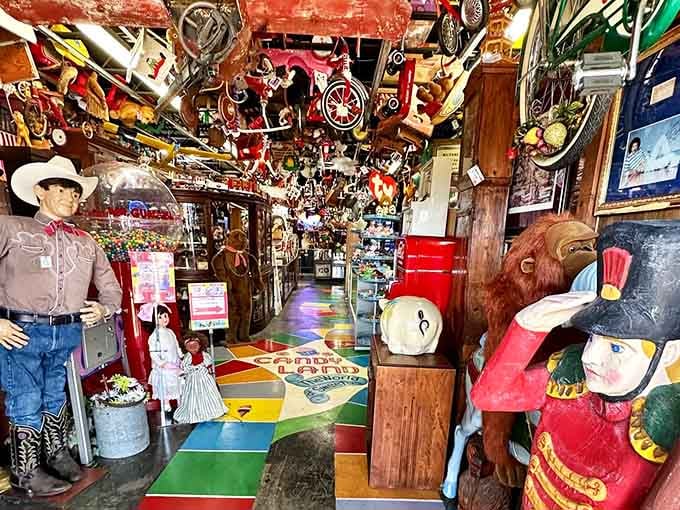 Every surface covered in toys, like someone's attic exploded in the most magnificent way humanly possible.