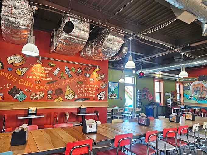 The dining area buzzes with happy eaters, all united in their appreciation for exceptional deli food done right.