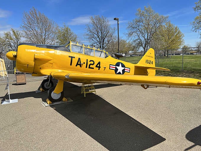This bright yellow T-6 Texan trainer taught generations of pilots to fly, its cheerful paint scheme belying its serious purpose.