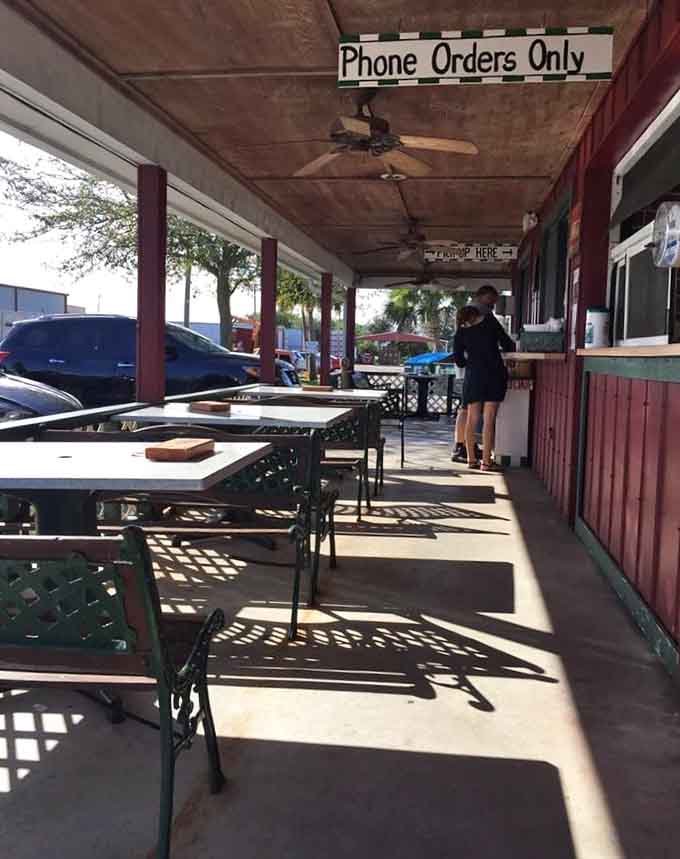 Covered seating with ceiling fans keeps things comfortable while you wait for your number to be called up.
