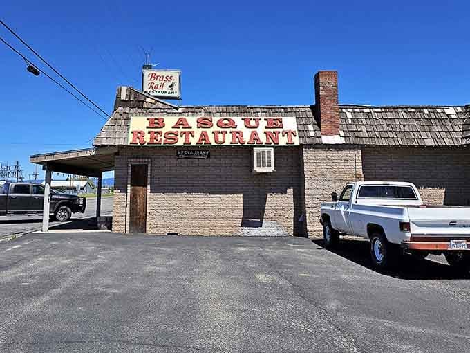 The Brass Rail Restaurant's vintage signage promises the kind of hearty American fare that fueled ranchers long before kale existed.