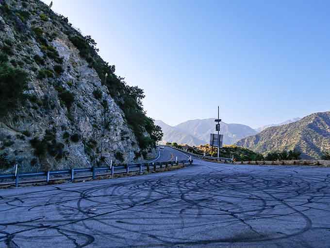 Tire marks tell stories of enthusiastic drivers, though we recommend enjoying thrills at legal, sensible speeds.