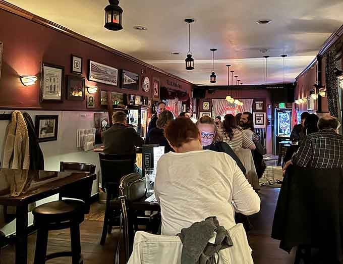 Diners fill the cozy space, creating the kind of buzzing energy that makes any meal more memorable.