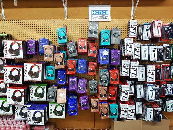 Headphones in every color of the rainbow, proving that closeout deals can still look incredibly stylish.