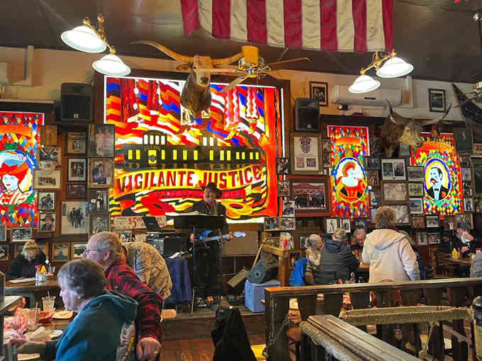 Live music fills the air where outlaws once gambled; now the only thing at stake is having too much fun.