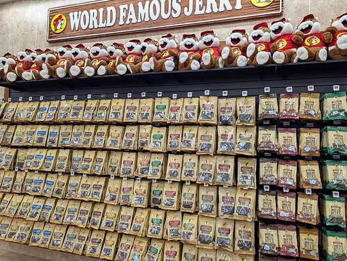 The "World Famous" jerky wall lives up to its name with more dried meat varieties than you knew existed.