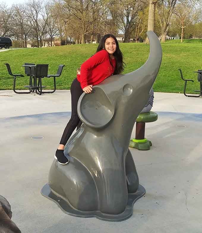 This elephant statue has seen more joy and laughter than most of us will in a lifetime.