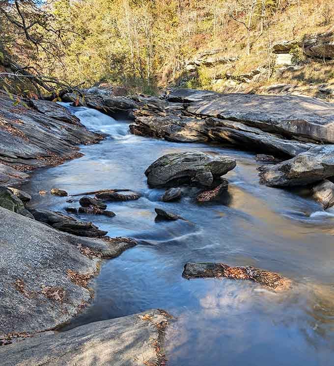 These granite ledges have been smoothed by water into something that looks almost too perfect to be real.