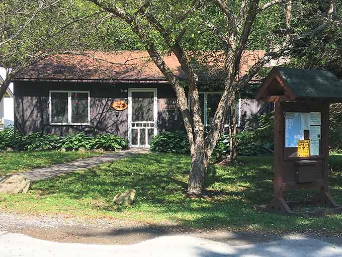 The park office: where dreams of lakeside relaxation officially begin and parking passes get distributed.