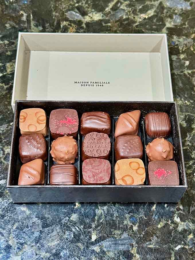 French bonbons and truffles so beautifully arranged they deserve their own museum exhibit before being enthusiastically consumed.