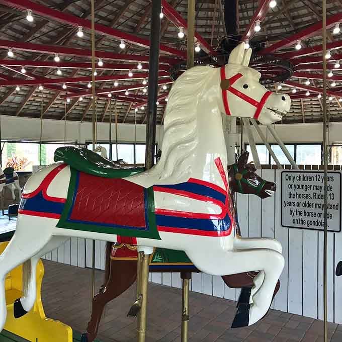 This majestic white steed looks ready to gallop straight into your heart and childhood memories simultaneously.