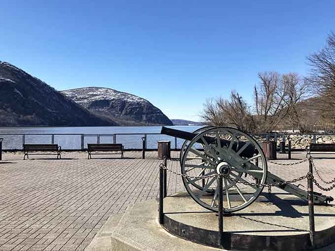 Dockside Park features a historic cannon reminding visitors that this peaceful spot once meant serious business back then.