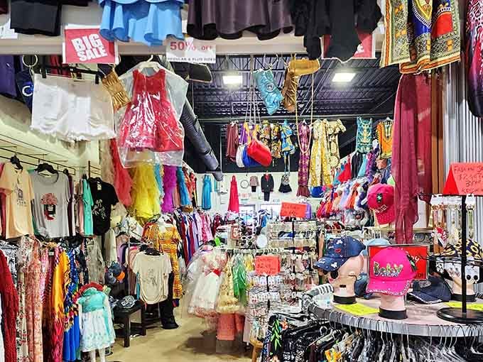 Clothing racks packed tighter than a teenager's closet, hiding gems for those patient enough to search properly.