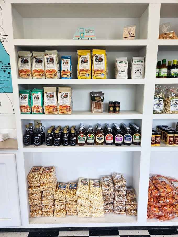 Those shelves stocked with local products and treats turn a simple ice cream stop into a full-blown shopping adventure.