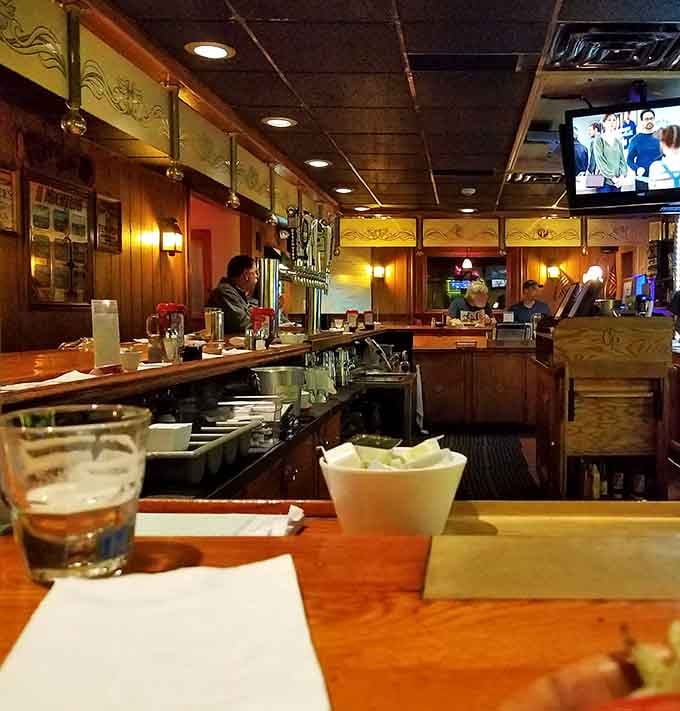 The bar area where you can enjoy a cold one while contemplating which massive sandwich to order.