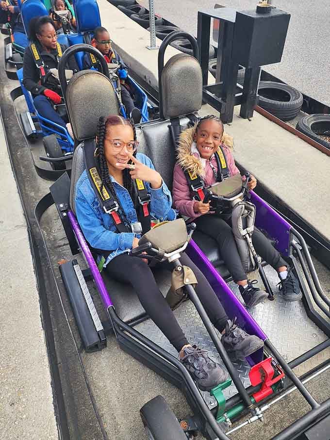 Double-seater karts mean sharing the thrill, creating bonding moments between generations at speeds that bring pure joy together.