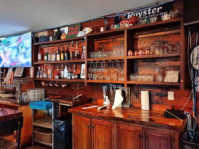 That well-stocked bar isn't just decorative; it's ready to complement your pizza with the perfect beverage pairing.