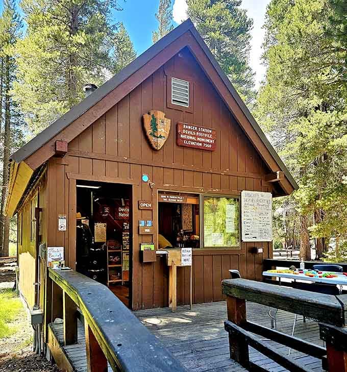 The rustic ranger station welcomes visitors at 7,560 feet elevation, your gateway to understanding this remarkable volcanic landscape's fascinating story.