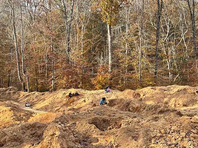 The autumn trees frame this mineral-rich moonscape where weekend warriors become modern-day prospectors without fail.